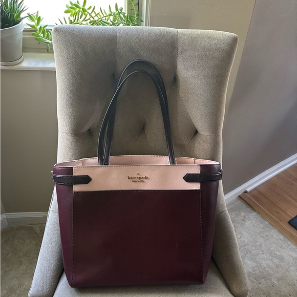 kate spade | Bags | Kate Spade Maroon And Blush Tote Bag | Poshmark